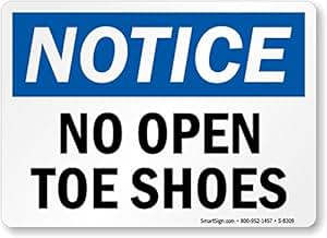 Amazon.com: Notice: No Open Toe Shoes, Engineer Grade Reflective ...