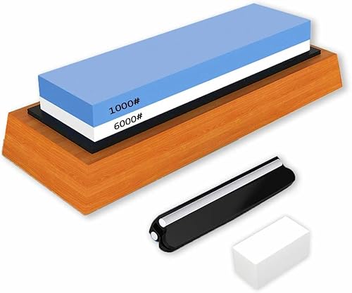 Complete Sharpening Stone Set - Dual Grit Sharpening Stone 1000/6000 ...