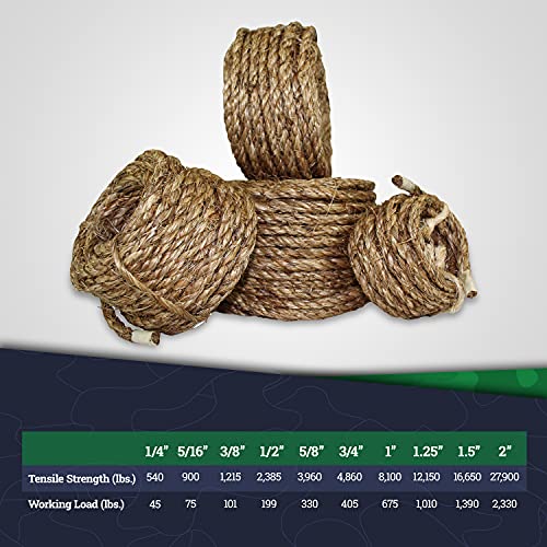 SGT KNOTS Twisted Manila Rope - Natural 3 Strand Fiber Hemp Rope for ...