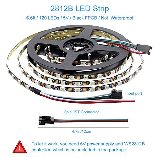 WS2812B LED Strip, ALITOVE 5mm Width Super Narrow RGB Addressable LED ...