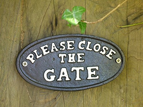 Vintage Cast Iron Garden Gate Signs Metal Hand Painted Novelty Wall ...