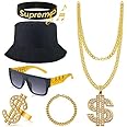 Amazon.com: Ruicnte 80s 90s Hip Hop Costumes Outfit,6PC Rapper Themed ...