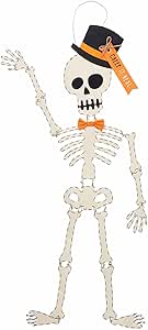 Amazon.com: Mud Pie Skeleton Halloween Door Hanger, 65", White ...