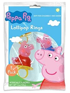 Amazon.com : Peppa Pig Ring Lollipop, 3ct bags, 12 bags per pack (36 ...