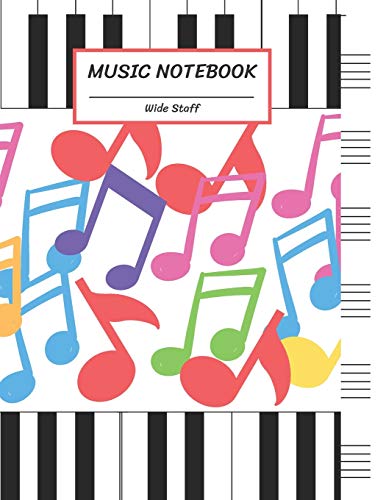 Music Notebook Wide Staff: Colorful Music Note,Piano Keyboard/Blank ...