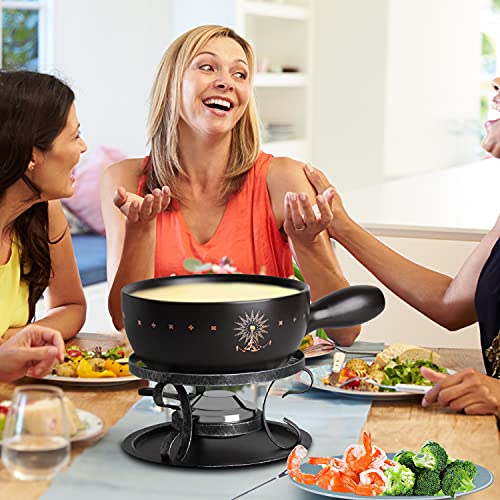 Artestia 2.11-Quart Ceramic Fondue Pot Set Cheese Chocolate Melting Pot ...