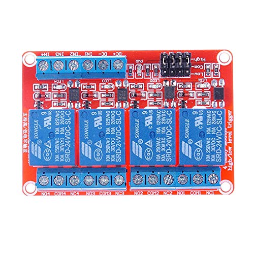 HiLetgo 4 Channel 24V Relay Module with OPTO-Isolated Support High and ...