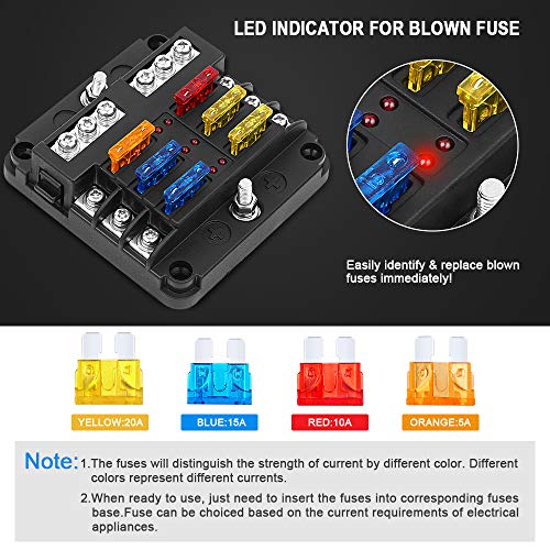 Electop 6 Way Blade Fuse Block Fuse Box Holder 6 Circuit Car ATO ATC electop-6-way-blade-fuse-block-fuse-box-holder-6-circuit-car-ato-atc