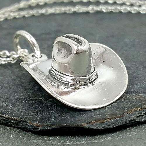 Amazon.com: Cowboy Cowgirl Hat Charm Necklace - 925 Sterling Silver, 18 ...