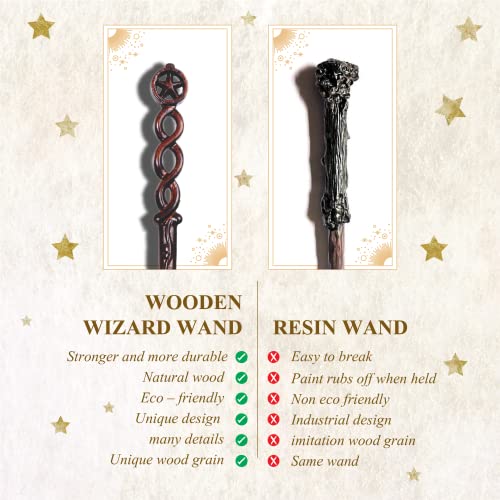 Handicraftviet Hand Carved Wood Magic Wizard Wand/ Witch Wand Real Wood ...
