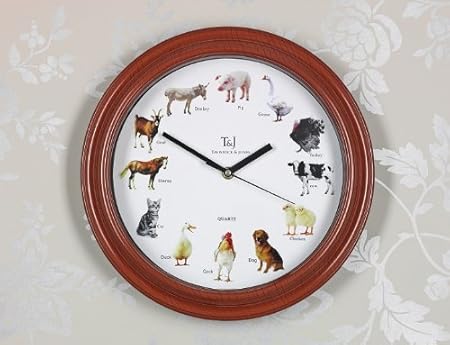 FARMYARD ANIMAL SOUNDS ANALOGUE KITCHEN WALL CLOCK: Amazon.co.uk ...