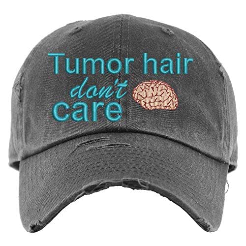 Amazon.com: Brain Tumor Hair Don't Care Hat | Distressed Baseball Cap ...