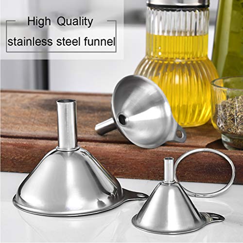 Stainless Steel Funnels, 3pcs Mini Filling Kitchen Funnel, Sizes Large to Small Funnels for ...