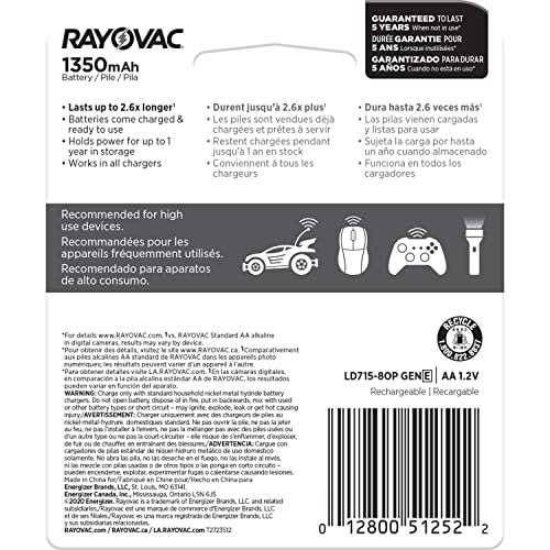 Rayovac AA Batteries, Double A Battery Rechargeable, 8 Count | Pricepulse