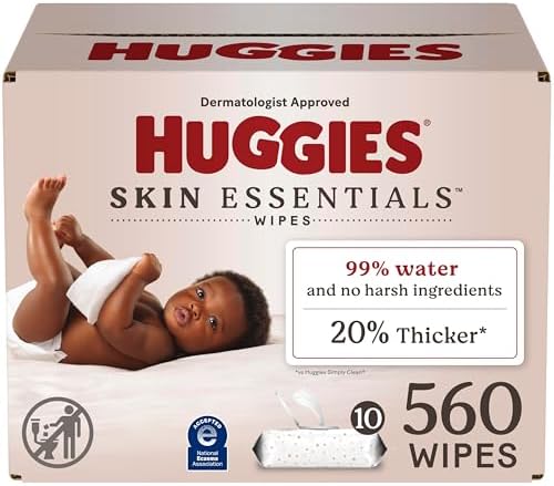 Huggies Skin Essentials Baby Wipes, Hypoallergenic, 99% Water, 10 Flip ...