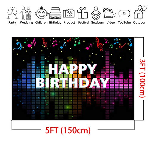 Buy Mocsicka 5x3ft Music Birthday Backdrop Live Concert Music Note ...