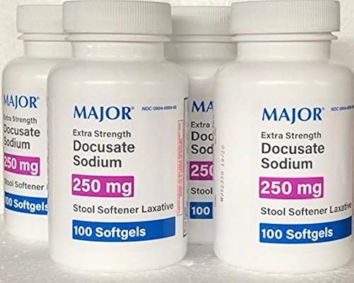 4 Pack Docusate Sodium 250mg. Major Laxative Stool Softener 100 ...