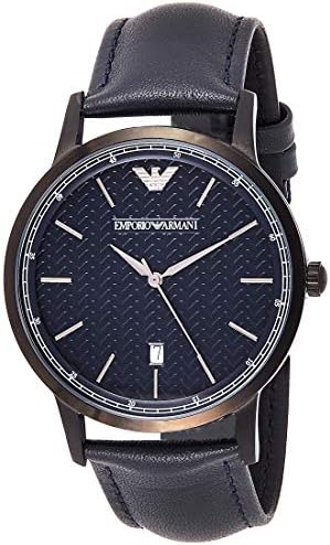 Emporio Armani Men's Ar2479 Dress Black Leather Watch, Blue Band ...