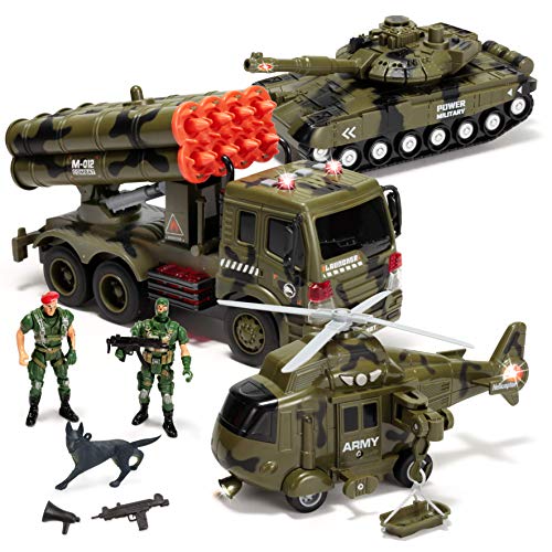 JOYIN 3 in 1 Friction Powered Siren Army Vehicle Toy with Action ...