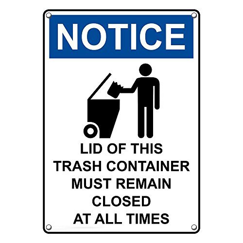 Weatherproof Plastic Vertical OSHA Notice Lid of This Trash Sign with ...