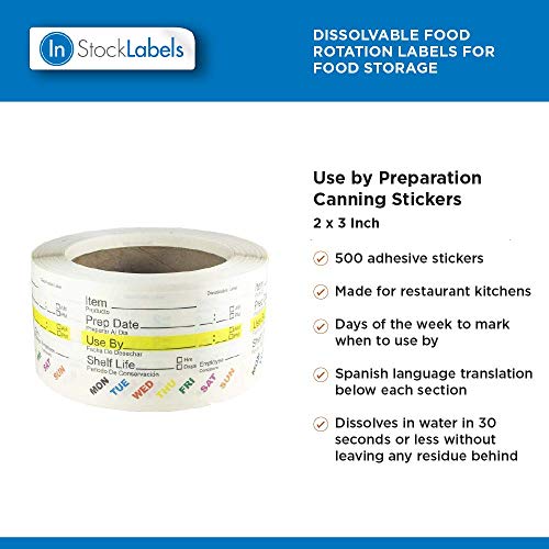 Dissolvable Food Rotation Labels, 2” x 3” Adhesive Stickers, 500-Pack ...