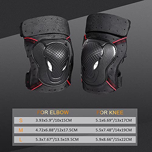 JBM BMX Knee Pads and Elbow Pads with Wrist Guards Adult Youth Teenager ...