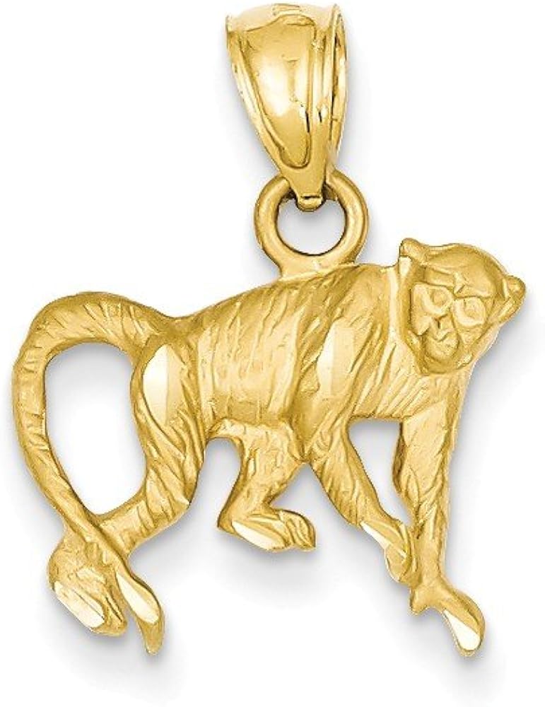14k Yellow Gold Diamond-cut Monkey Pendant 22mm Length: Amazon.ca: Jewelry