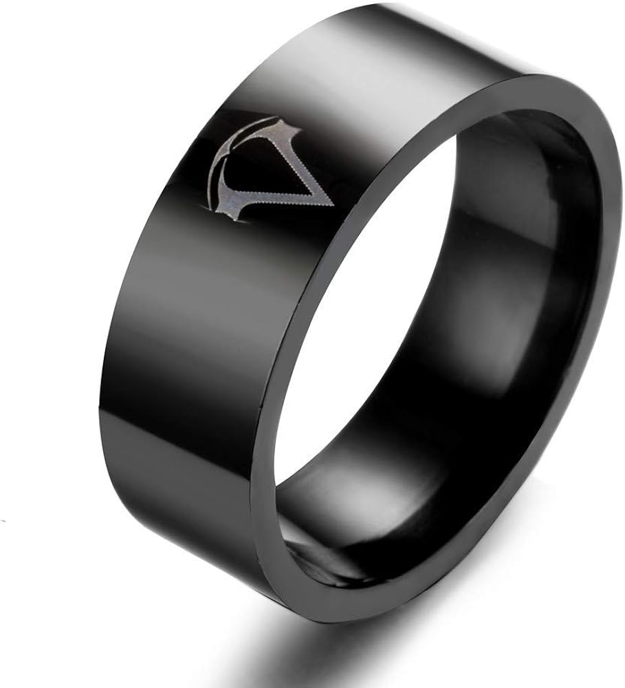 Wibbosad Men's Stainless Steel Assassin's Creed Ring Black, Size T ...