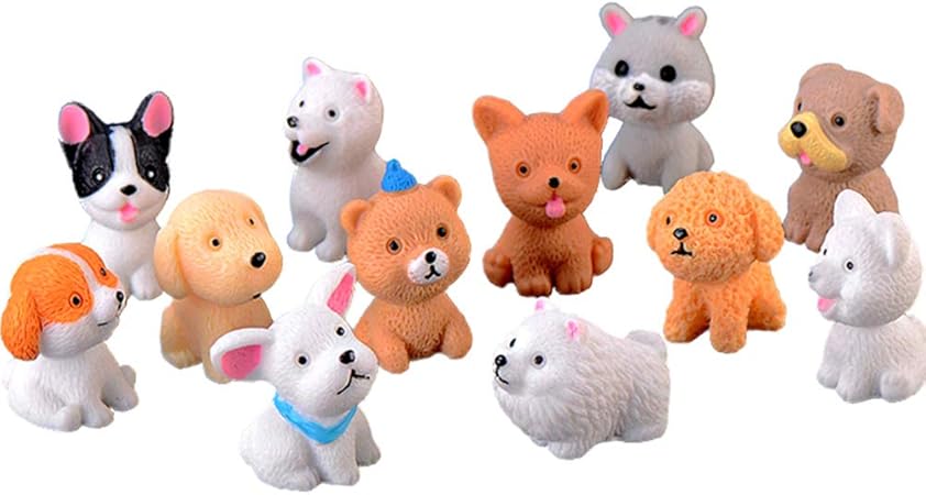 Amazon.com: 12 Pcs Dog Figures for Kids, Animal Toys Set Cake Toppers ...