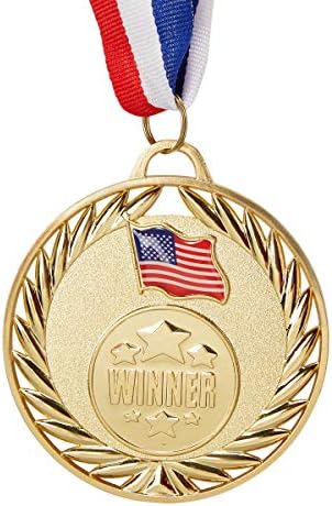 Juvale 12-Pack Bulk Metal Olympic Style Gold Winner Award Medals with ...