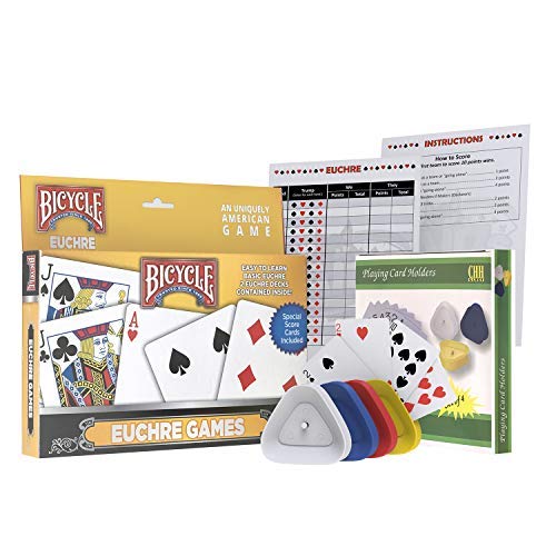 Euchre Card Game Gift Box Set with Playing Cards, Four Card Holders and ...