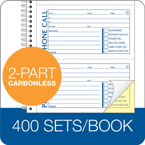 Adams Recycled Phone Message Book, 2-Part Carbonless, 4 Messages per ...