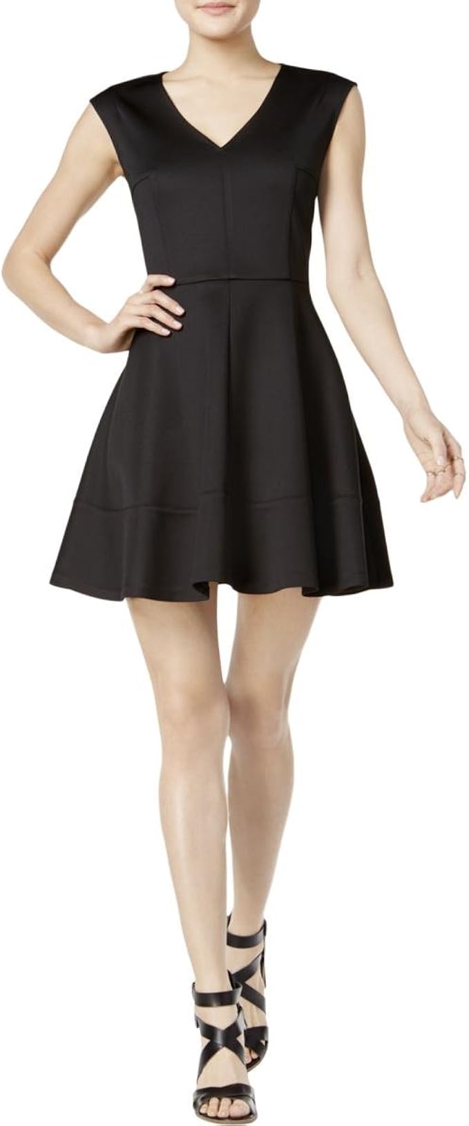 Amazon.com: Bar III Womens Fit & Flare Sleeveless Cocktail Dress Black ...