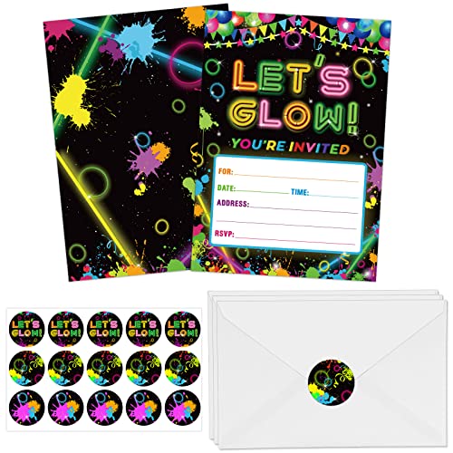 Mua 30 Pack Glow Birthday Party Invitations Glow Neon Party Favors Neon ...