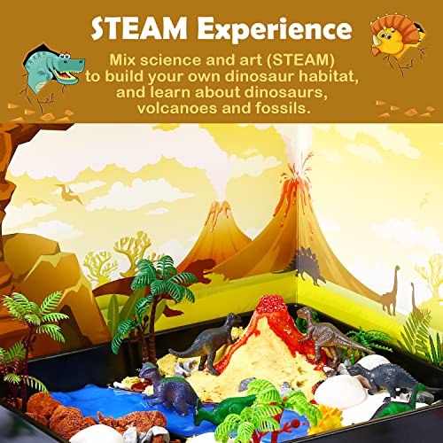 Dinosaur Playset with 12 Mini Dinosaur Figures Volcano Toys for Kids 3 ...