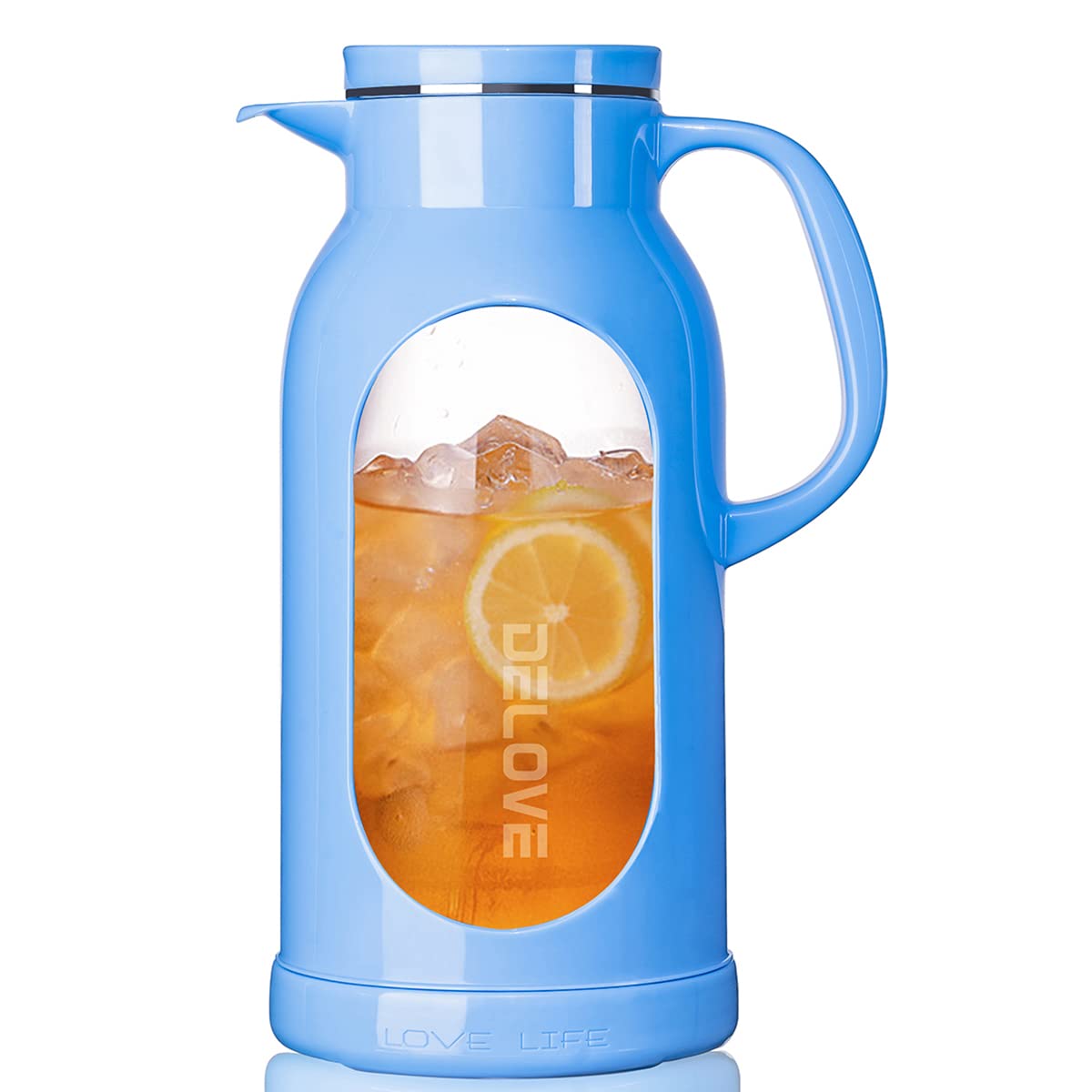 Delove 68 oz/2 Liter Glass Pitcher with Shatterproof Shell - Heat ...