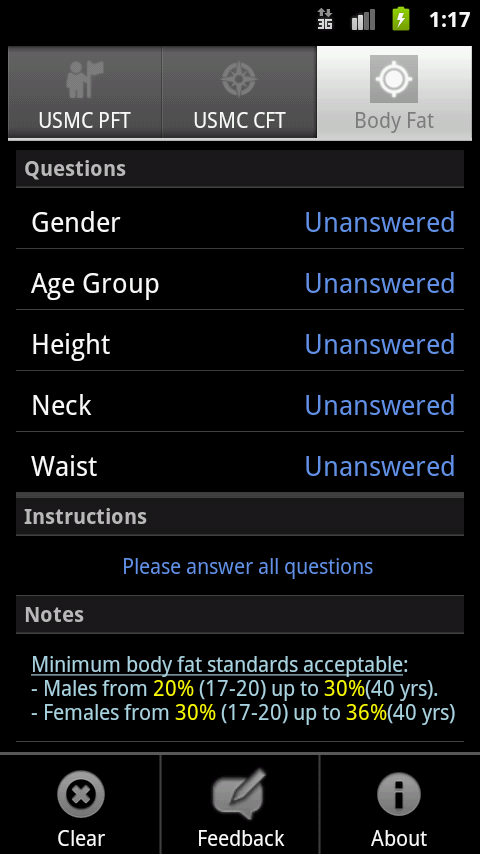 Amazon.com: USMC PFT & CFT Calculator: Appstore for Android