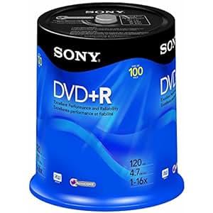 Amazon.com: Sony DVD+R 4.7 GB Printable Recordable DVD's - 100 Disc ...
