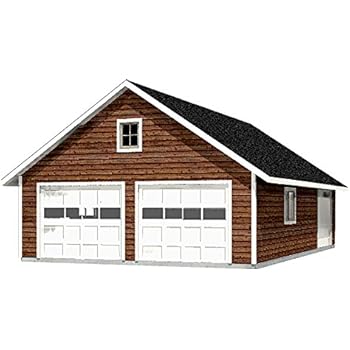 Garage Plans: Two Car Gable Entry Garage With Shop, Attic Roof - Plan ...