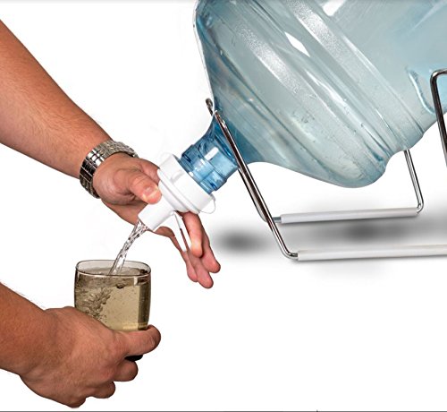 FineDine Metal Plated 3-5 Gallon Water Jug Stand and White Dispenser ...