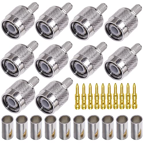 TUOLNK TNC Male Connector TNC Male Plug Crimp Connector for RG58 RG142 ...