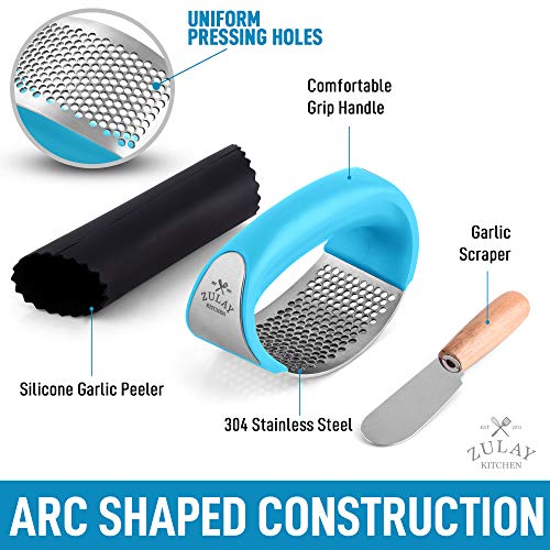 Zulay Stainless Steel Garlic Press Rocker Set - Premium Garlic Mincer ...