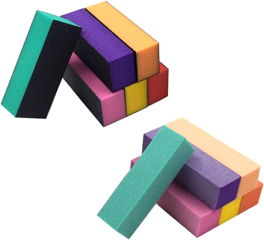 12 PCS Nail Buffer Block, Grit 3 Sides and 4 Sides Nail Sanding Block ...