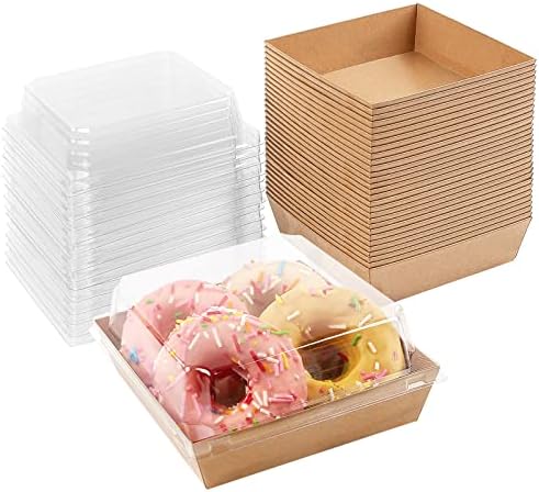 Ocmoiy 50 Pack Paper Charcuterie Boxes with Clear Secure Lids, 5 inches ...