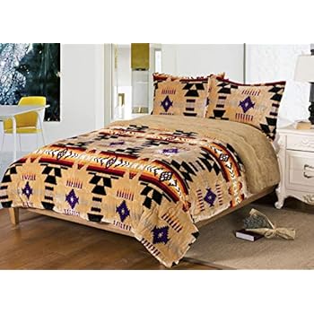 Amazon.com: Southwest Turquoise Tan Red Native American Full Comforter ...