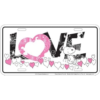 Amazon.com: Peanuts - Pink Love Snoopy License Plate: Office Products