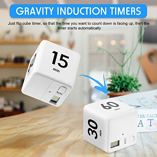 3 Pieces Cube Timer Gravity Sensor Flip Timer 5, 15, 30 and 60 Minutes ...