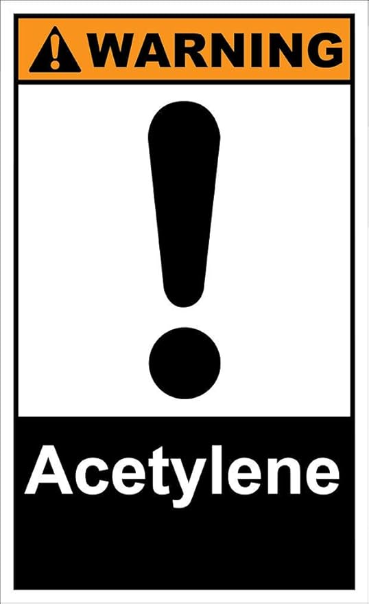 Amazon.com : Acetylene Warning OSHA/ANSI Label Decal Sticker 8 ...