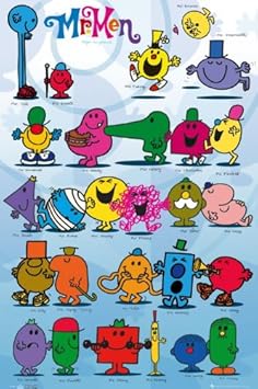 Mr Men Characters Cast Blue Large Cartoon Poster 61 by 91.5cm: Amazon ...