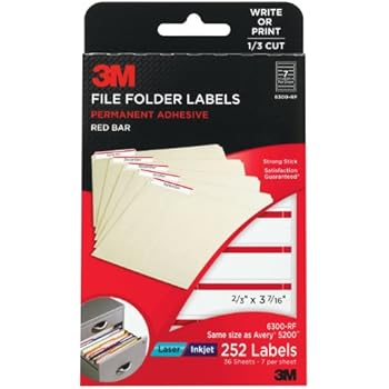 Amazon.com : 3M File Folder Labels for Laser/Inkjet Printers, Clear, 2/ ...